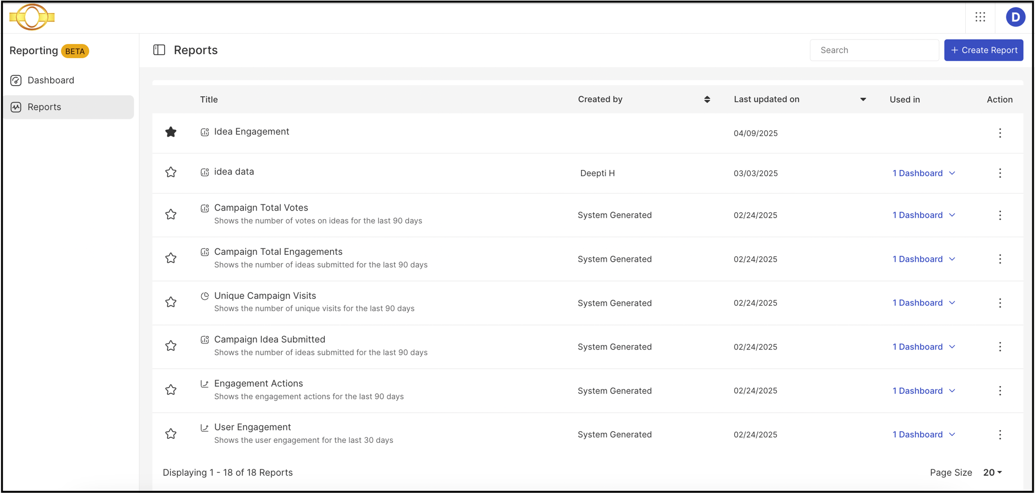 Reporting Beta - Reports